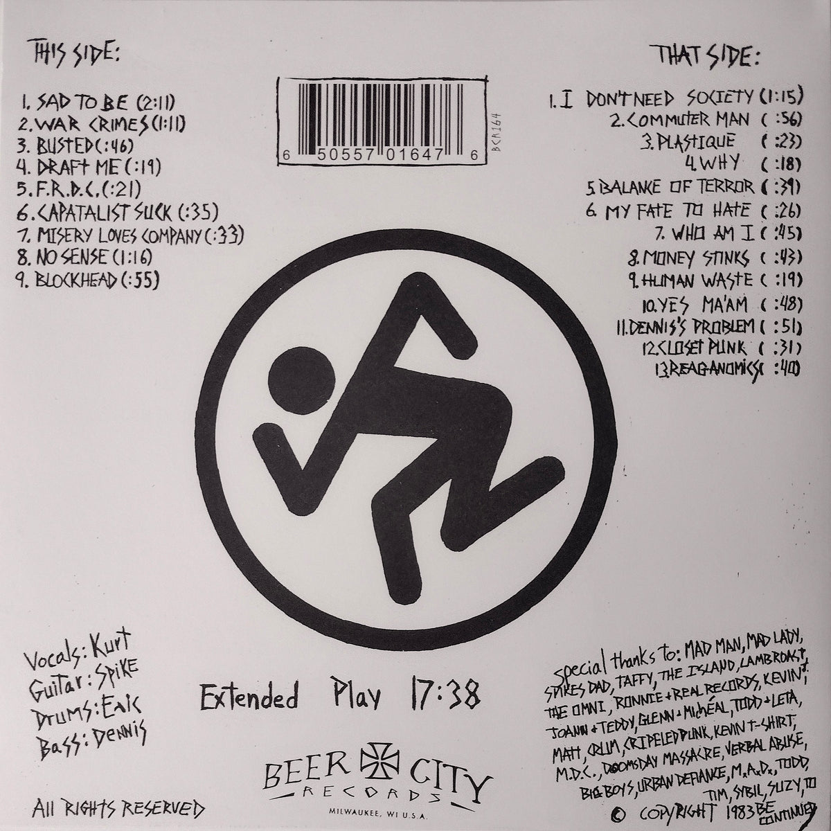 D.R.I. - Dirty Rotten EP (Vinyl/Record) – The Cosmic Peddler