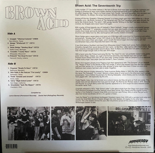 Brown Acid - 17: The Seventeenth Trip (Vinyl/Record) – The Cosmic Peddler